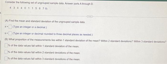 Solved Consider the following set of ungrouped sample data. | Chegg.com