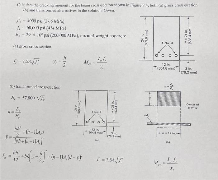Solved Calculate the cracking moment for the beam | Chegg.com