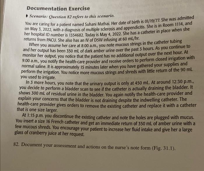 Solved a Documentation Exercise Scenario: Question 82 refers | Chegg.com