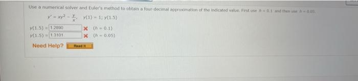 Solved Use a numerical solver and Euler's method to obtain a | Chegg.com