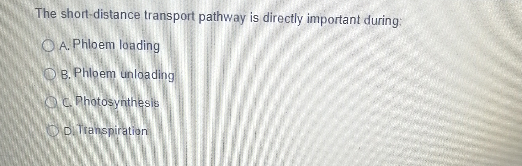 Solved The short-distance transport pathway is directly | Chegg.com