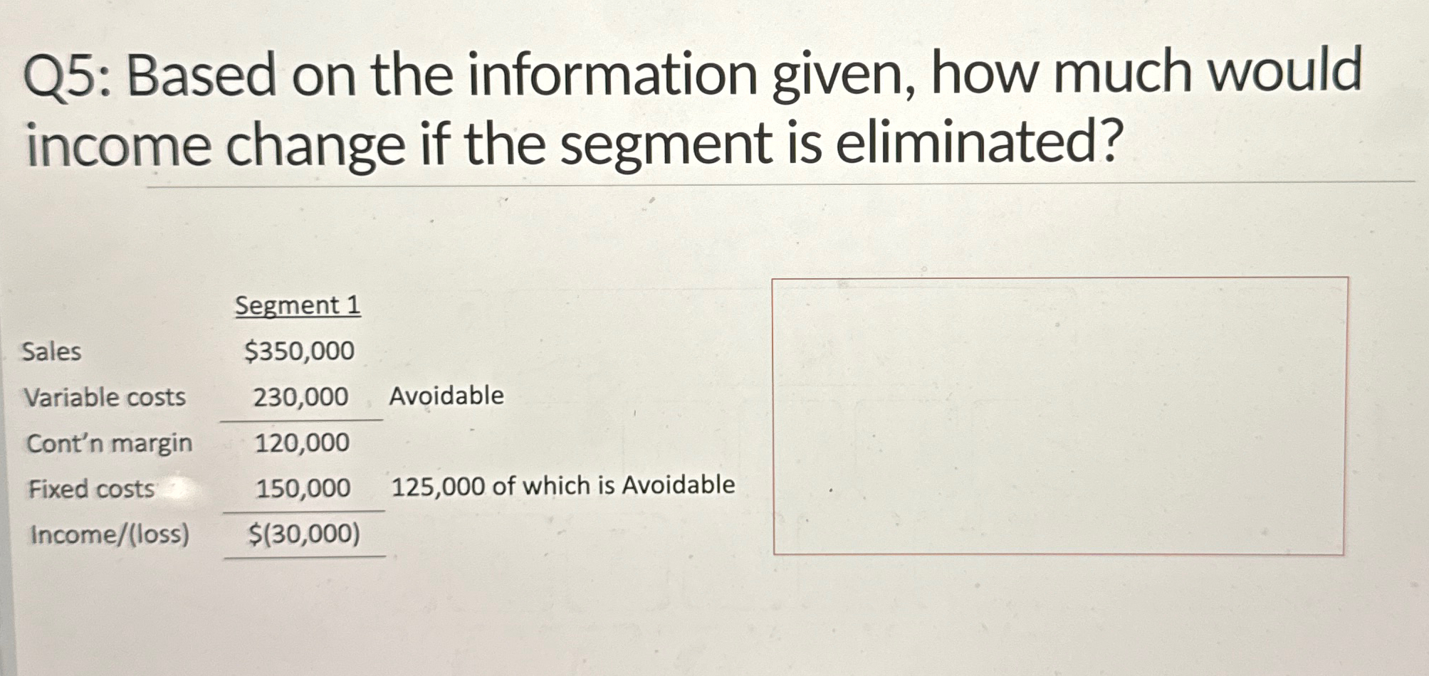 Solved Q5: Based on the information given, how much would | Chegg.com