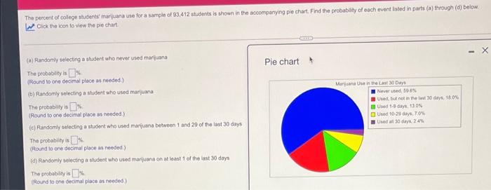 Solved The percent of college students' marijuana use for a | Chegg.com