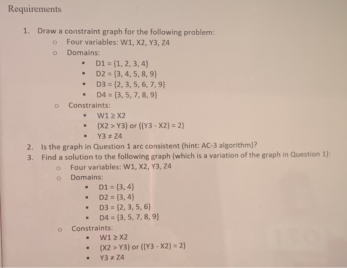 Solved Requirements Draw a constraint graph for the | Chegg.com