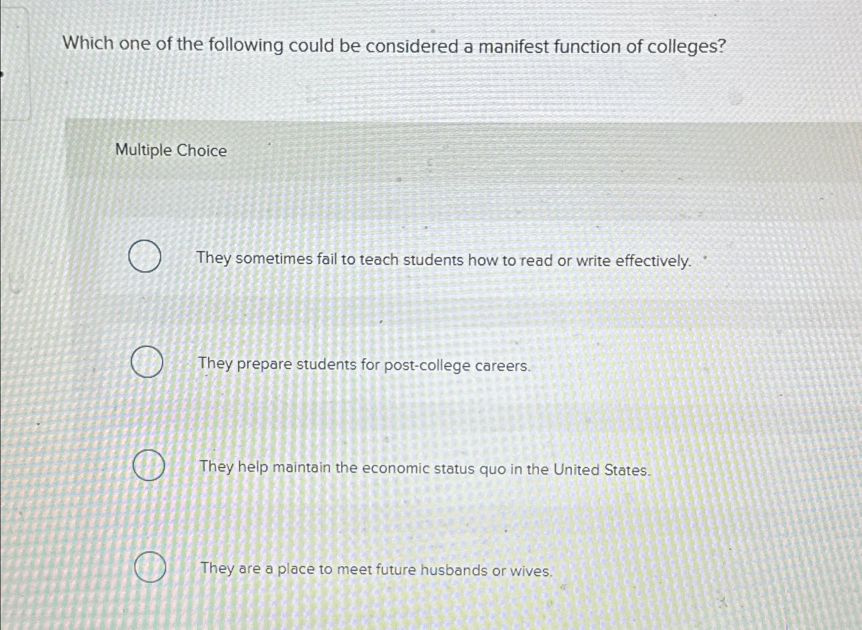 Solved Which one of the following could be considered a | Chegg.com