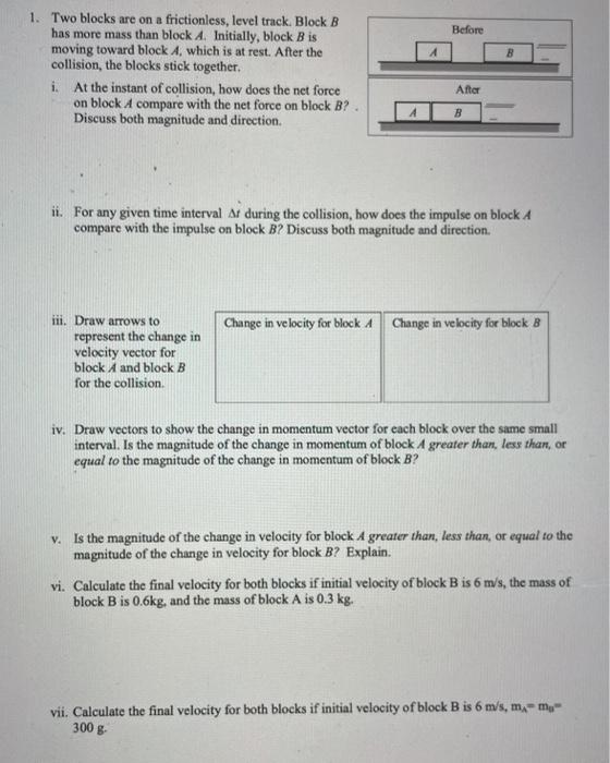 Solved Before 1. Two blocks are on a frictionless, level | Chegg.com