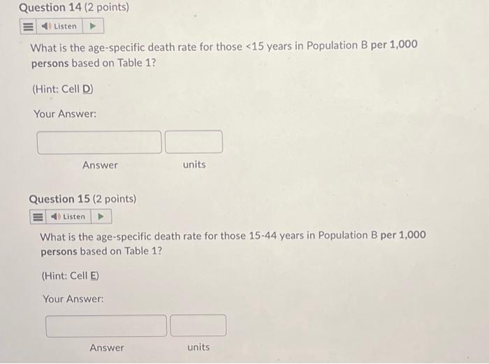 Solved Step 2: Calculate Age-specific Mortality In the table | Chegg.com