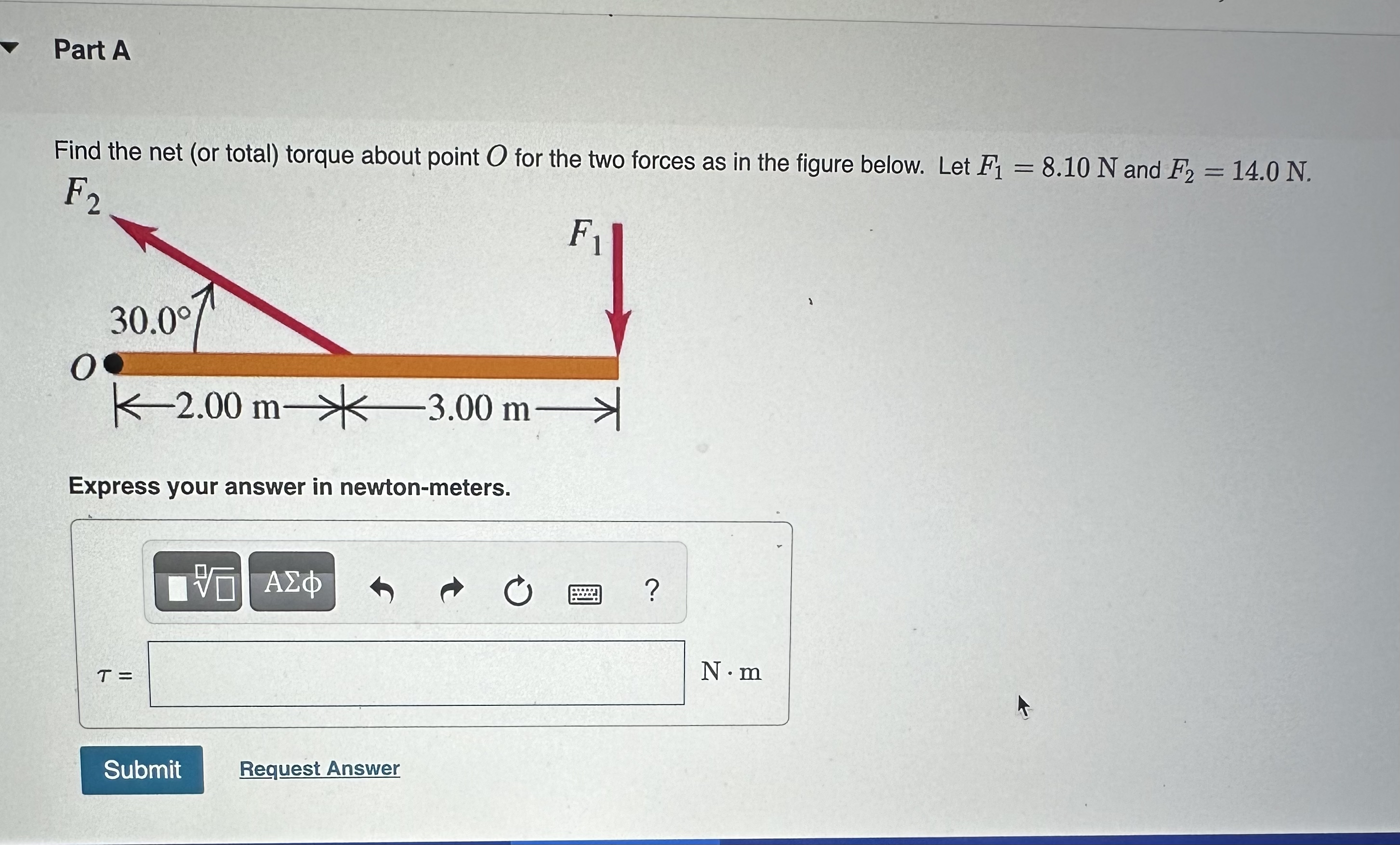 Solved Part AFind the net (or total) ﻿torque about point O | Chegg.com