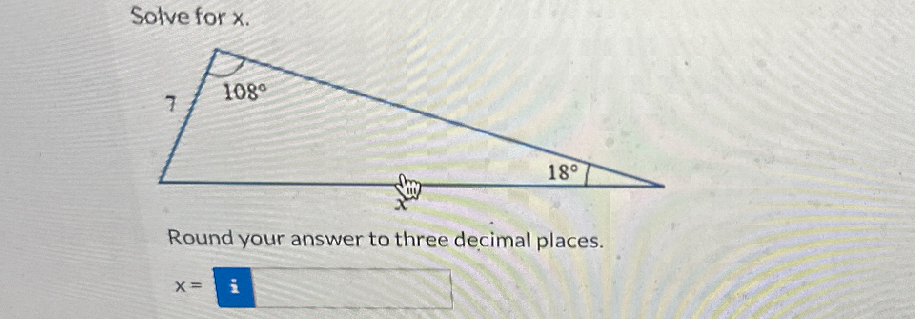 Solved Round your answer to three decimal places.x= | Chegg.com
