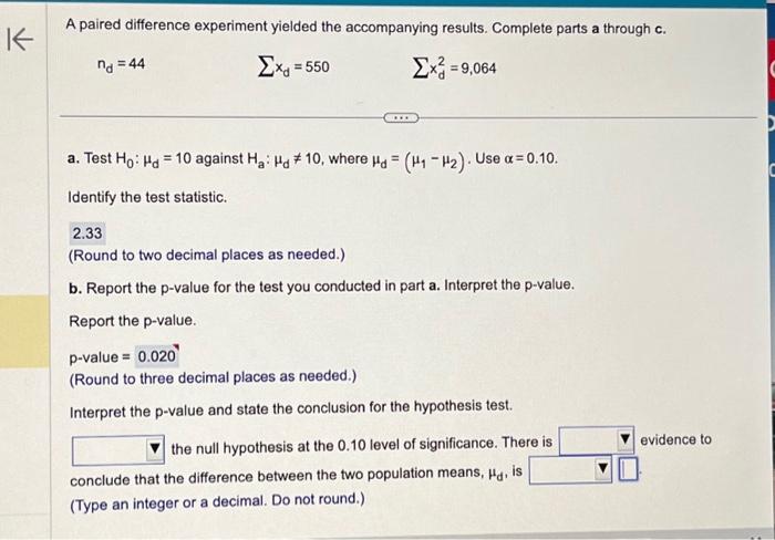 Solved solve part b. interpret the p-value and the state the | Chegg.com