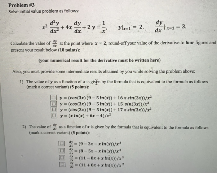 Solved Problem #3 Solve initial value problem as follows: 1 | Chegg.com