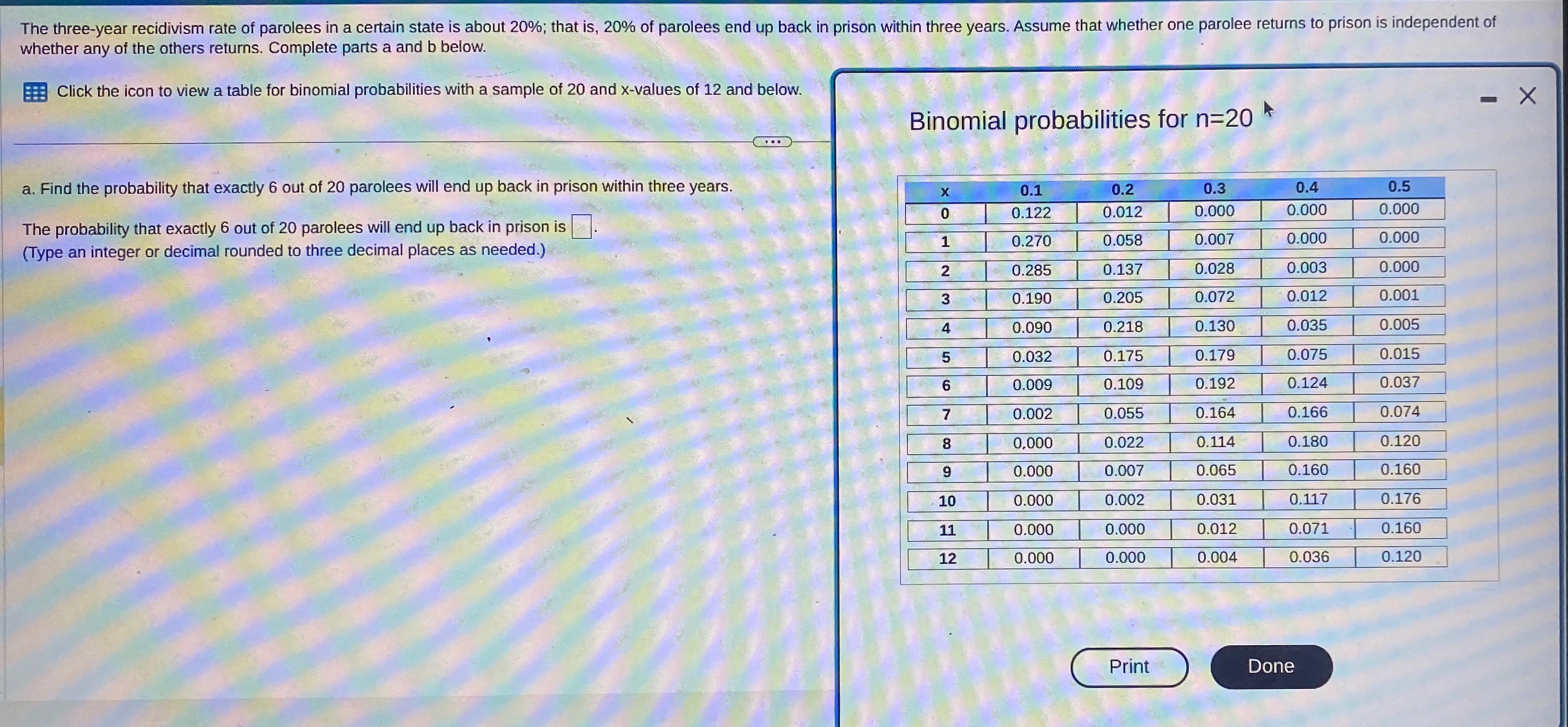 Solved The three-year recidivism rate of parolees in a | Chegg.com