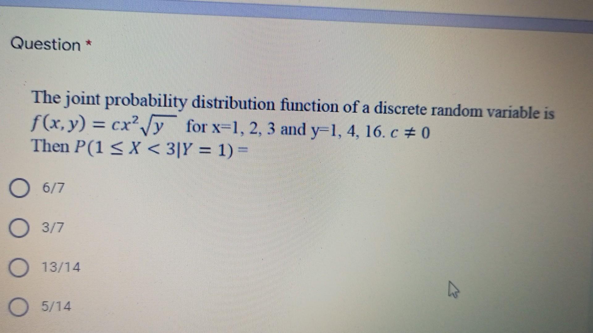 Solved Question * * The joint probability distribution | Chegg.com