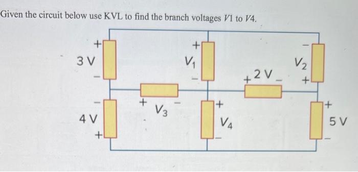 Solved Given the circuit below use KVL to find the branch | Chegg.com