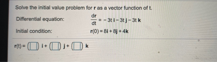 Solved Solve the initial value problem for r as a vector | Chegg.com