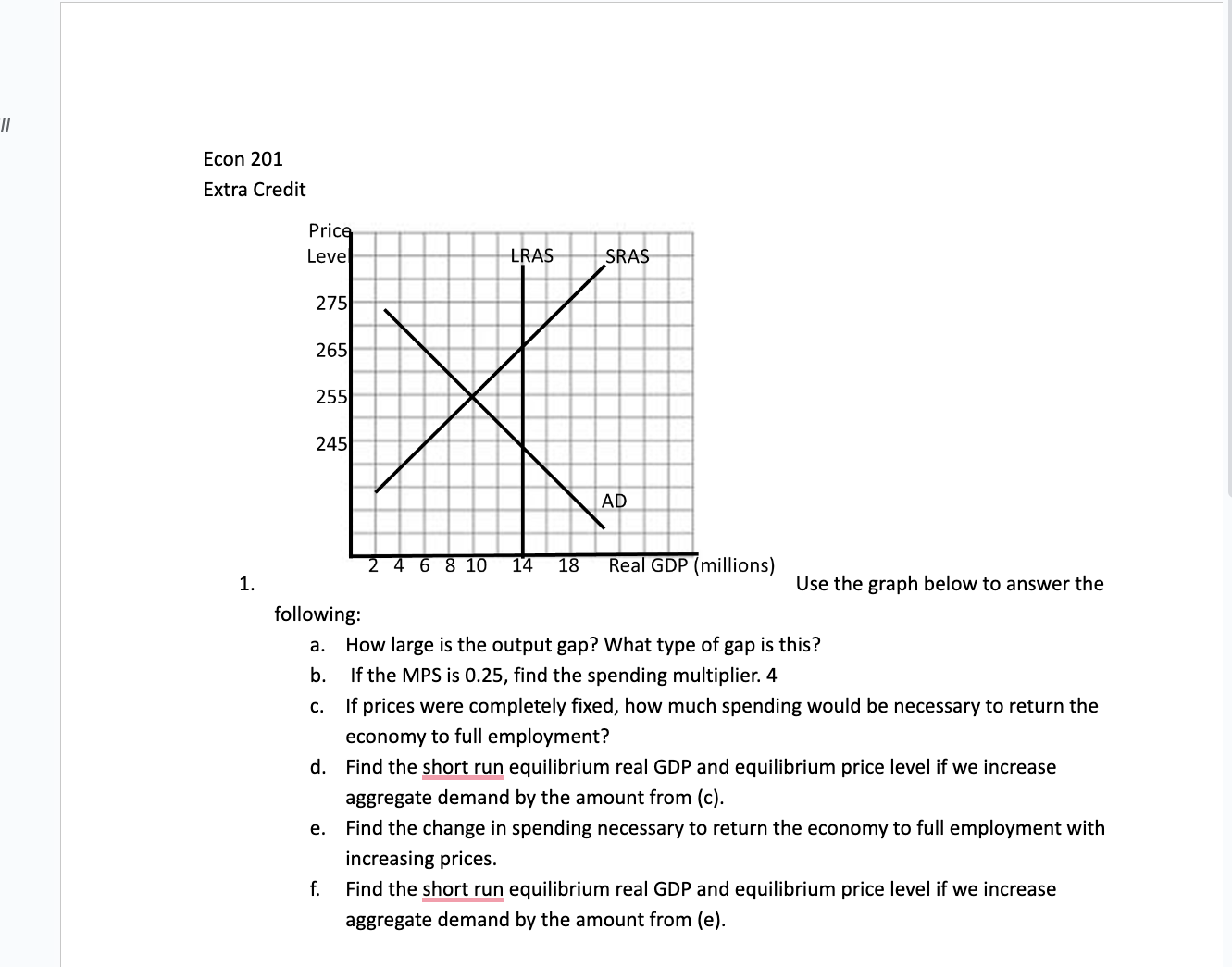 Solved Econ 201Extra Creditons)Use the graph below to answer | Chegg.com