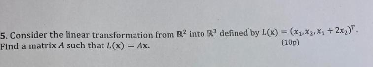 Solved 5. Consider the linear transformation from R2 into R3 | Chegg.com