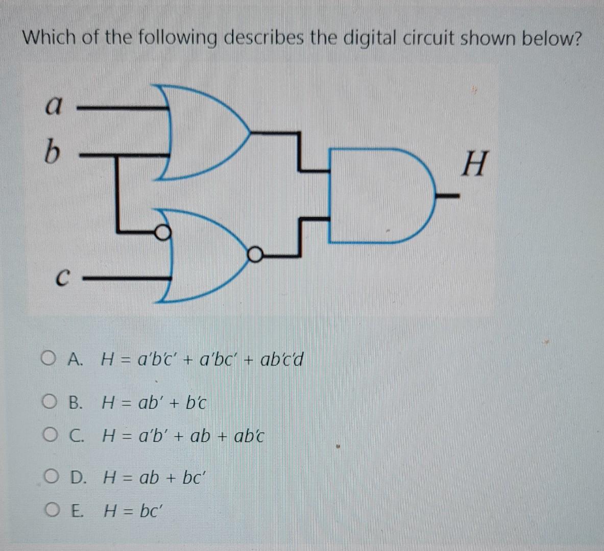 Solved Which of the following describes the digital circuit | Chegg.com