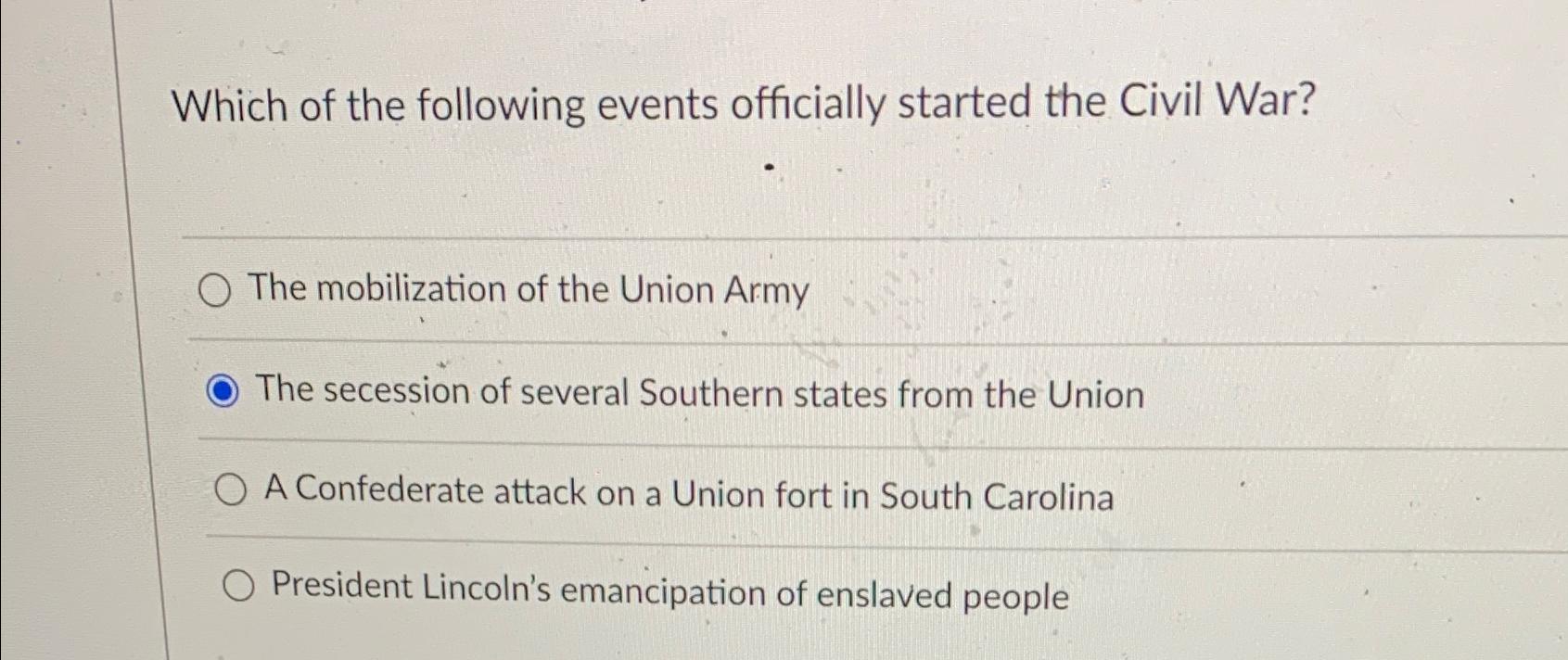 Solved Which of the following events officially started the | Chegg.com