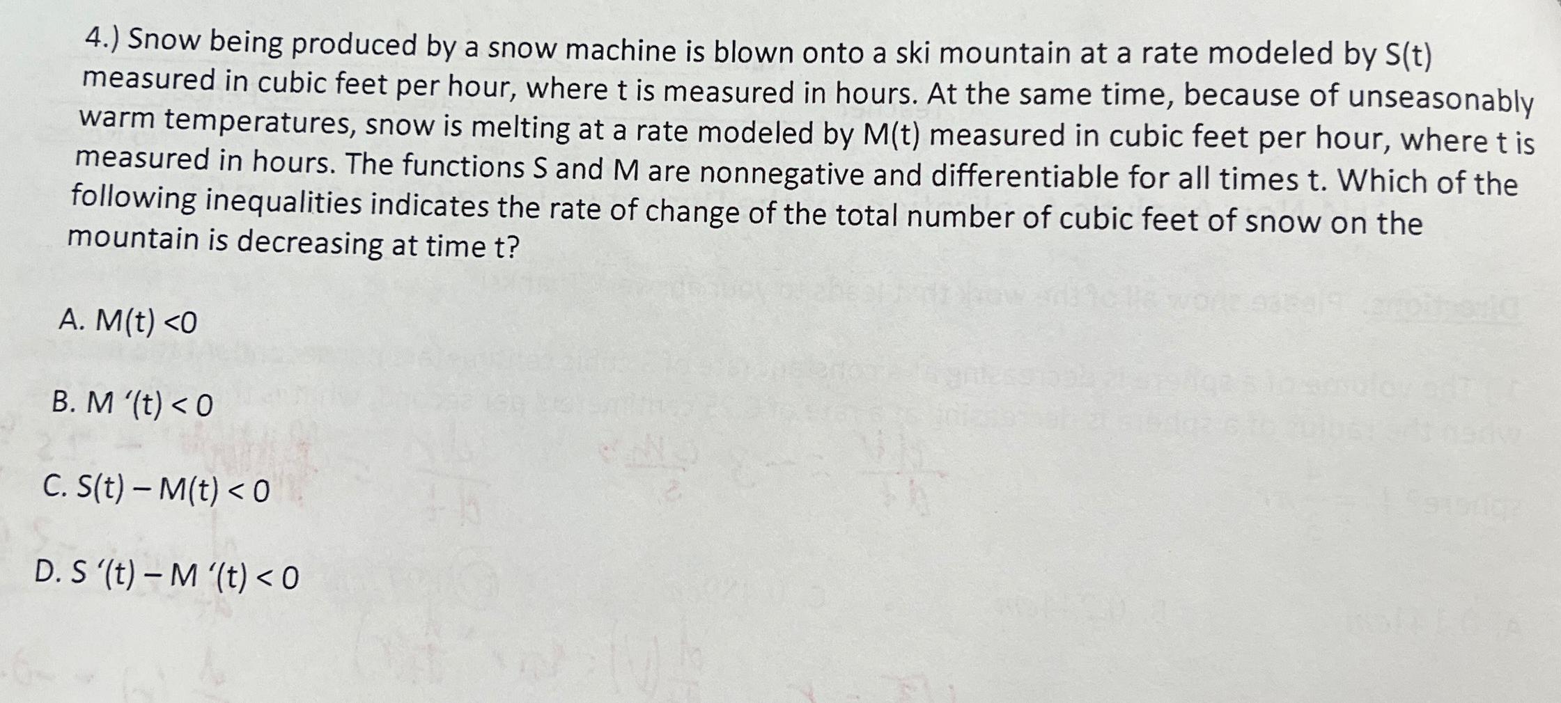 Solved 4.) ﻿Snow being produced by a snow machine is blown | Chegg.com