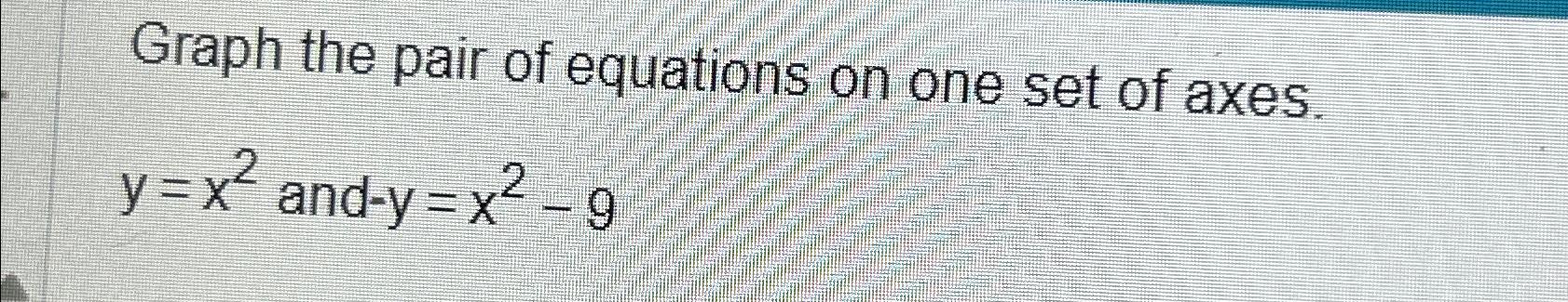 Solved Graph the pair of equations on one set of axes.y=x2 | Chegg.com