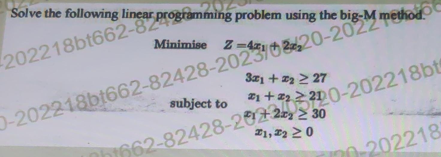 Solve the following linear programming problem using | Chegg.com