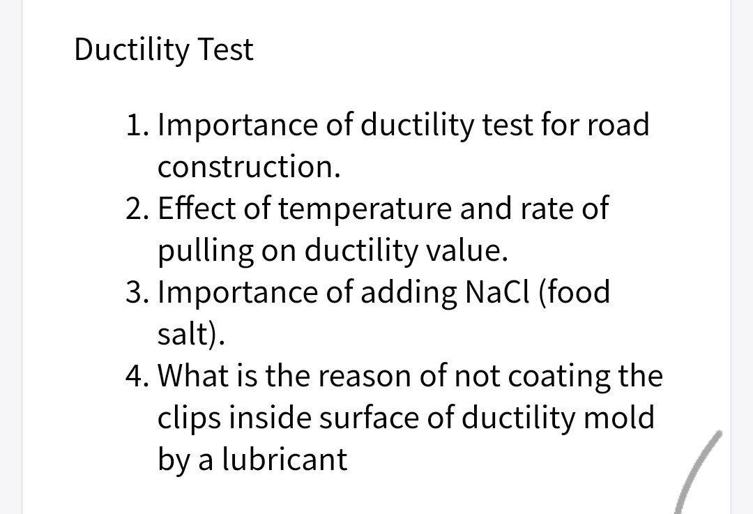 Solved Ductility Test 1. Importance of ductility test for | Chegg.com
