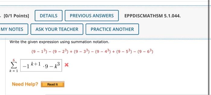 Solved Write the given expression using summation notation. | Chegg.com