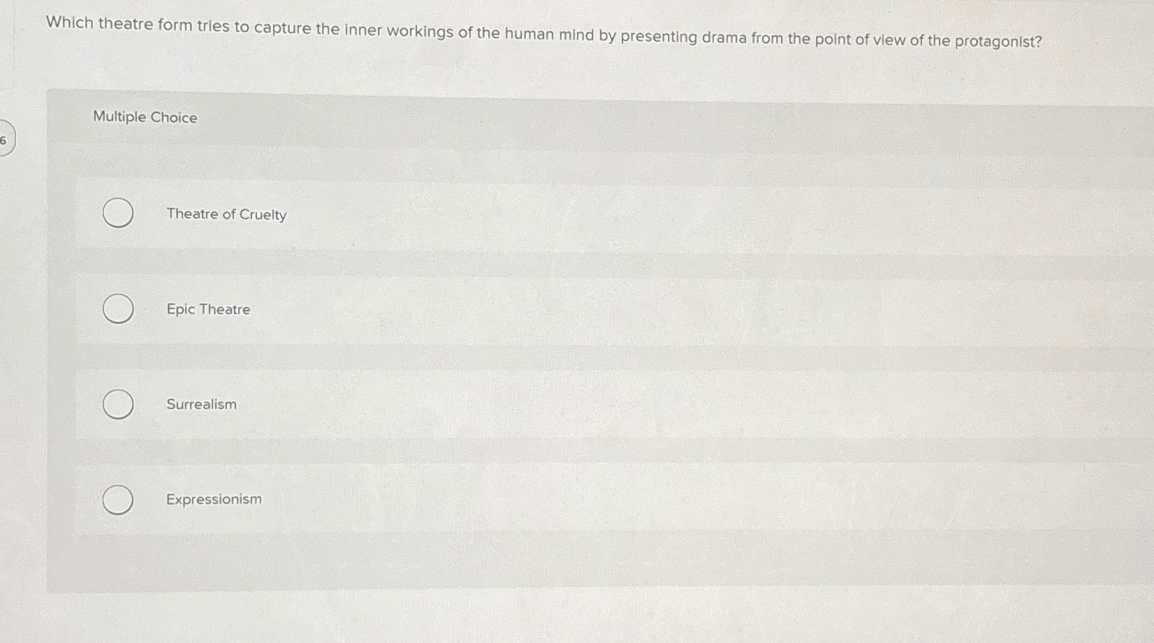 Solved Which theatre form tries to capture the inner | Chegg.com