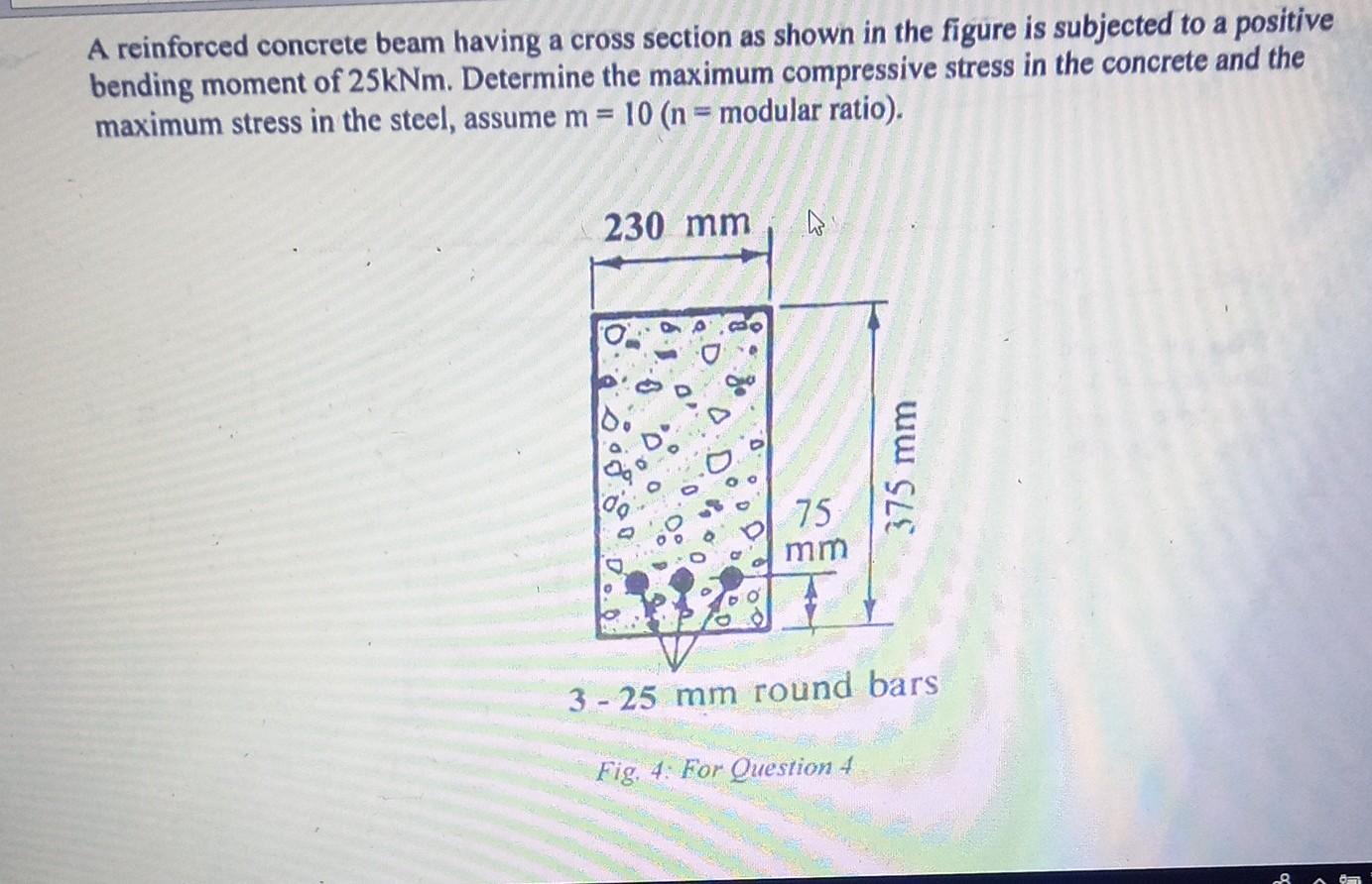 Solved A reinforced concrete beam having a cross section as | Chegg.com