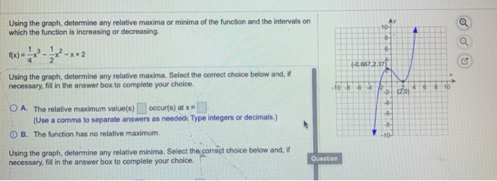 Solved Using the graph, determine any relative maxima or | Chegg.com