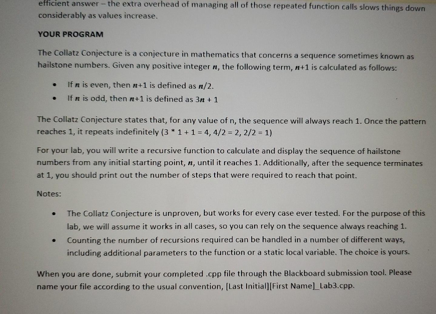Solved Lab 3 - Recursive Functions Recursive functions, or | Chegg.com