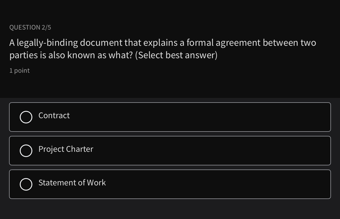 Solved QUESTION 25A legally-binding document that explains a | Chegg.com