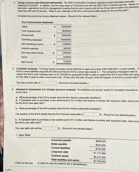 Solved 4. (Using common-size financial statements) The S&H | Chegg.com