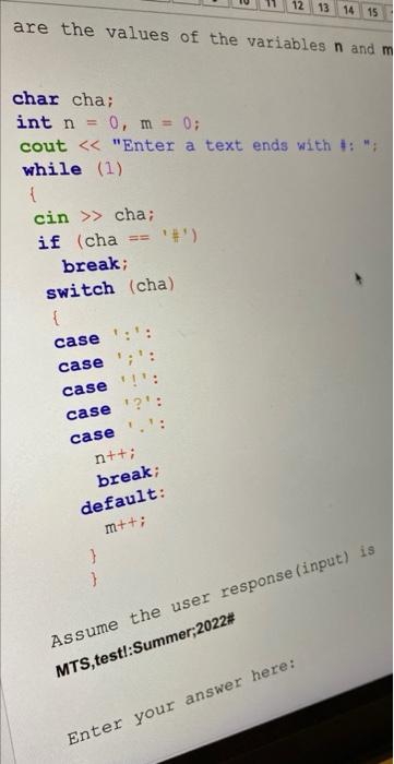 Solved what are the values of the variables n and m after | Chegg.com