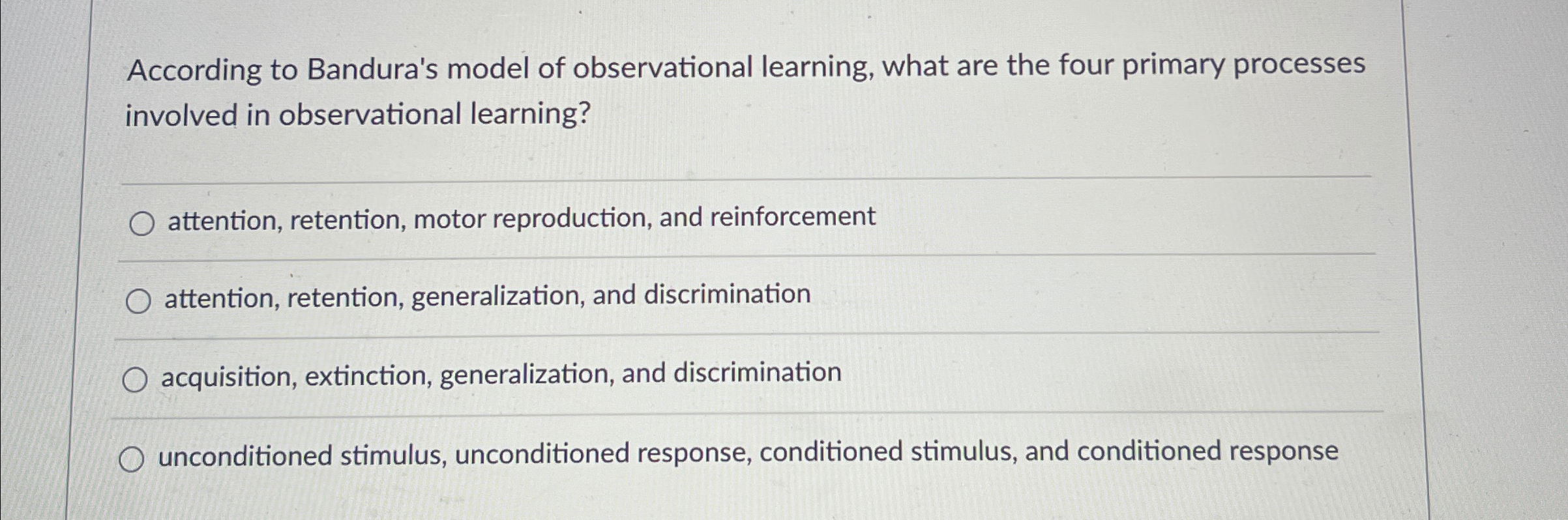 Solved According to Bandura's model of observational | Chegg.com