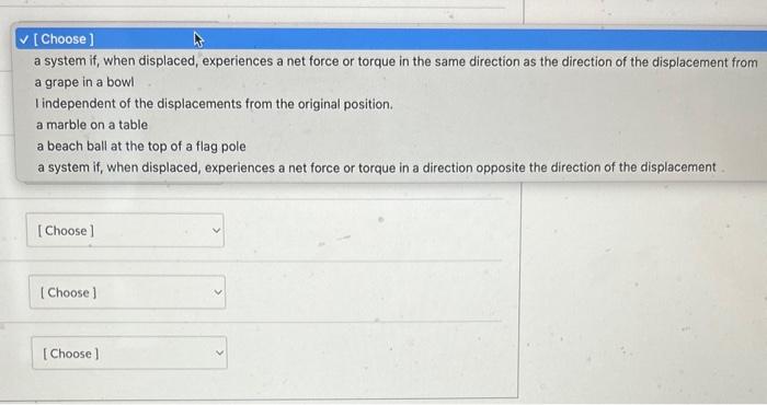 Solved Match the following Stable equilibrium Unstable | Chegg.com