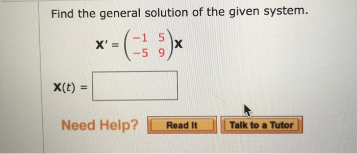 Solved Find the general solution of the given system. X' = | Chegg.com