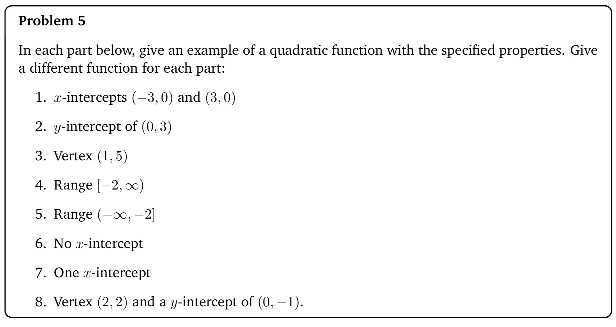 Solved Problem 5in Each Part Below Give An Example Of A 