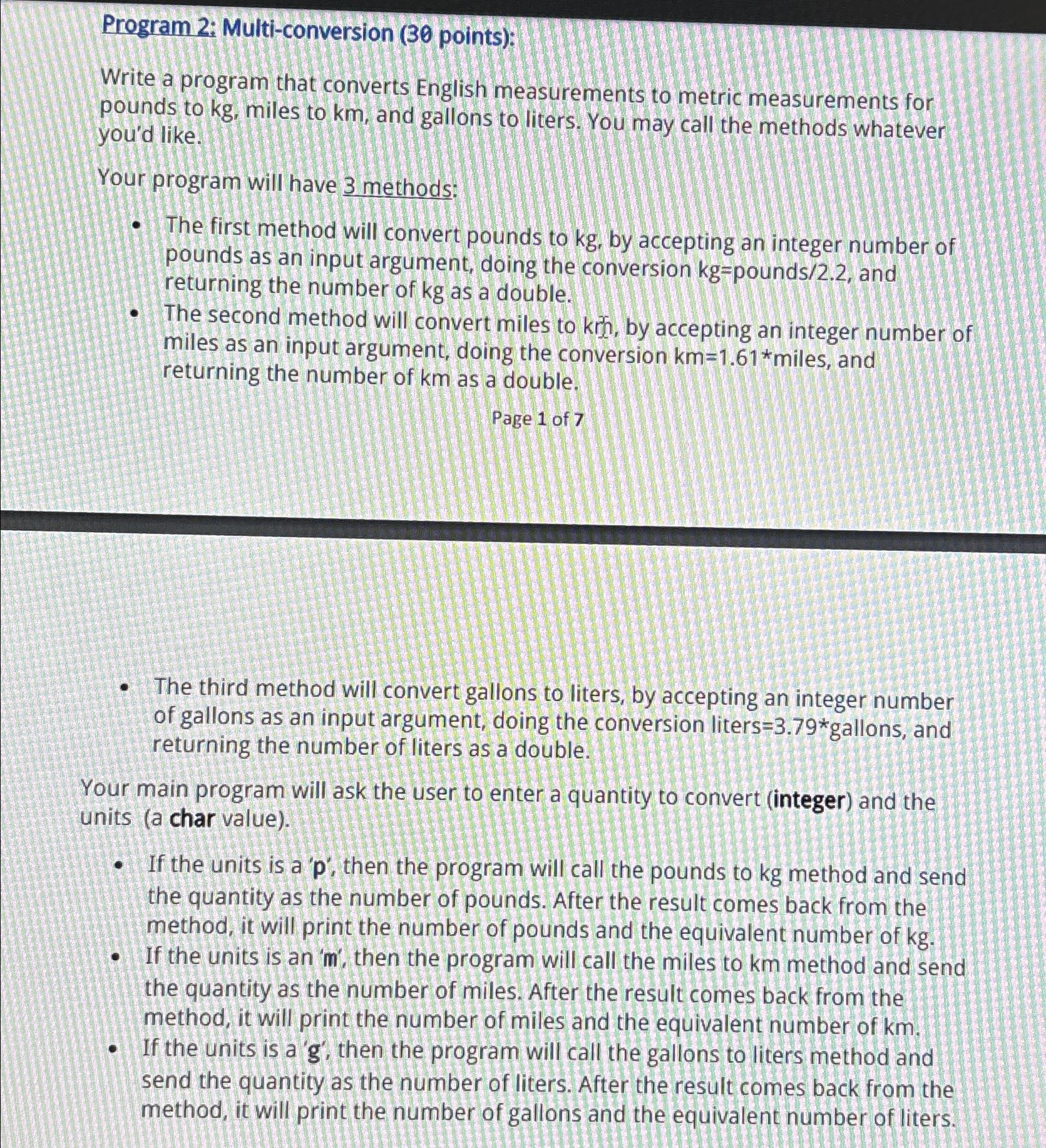 Solved (JAVA) ﻿Program 2: Multi-conversion ( 30 | Chegg.com