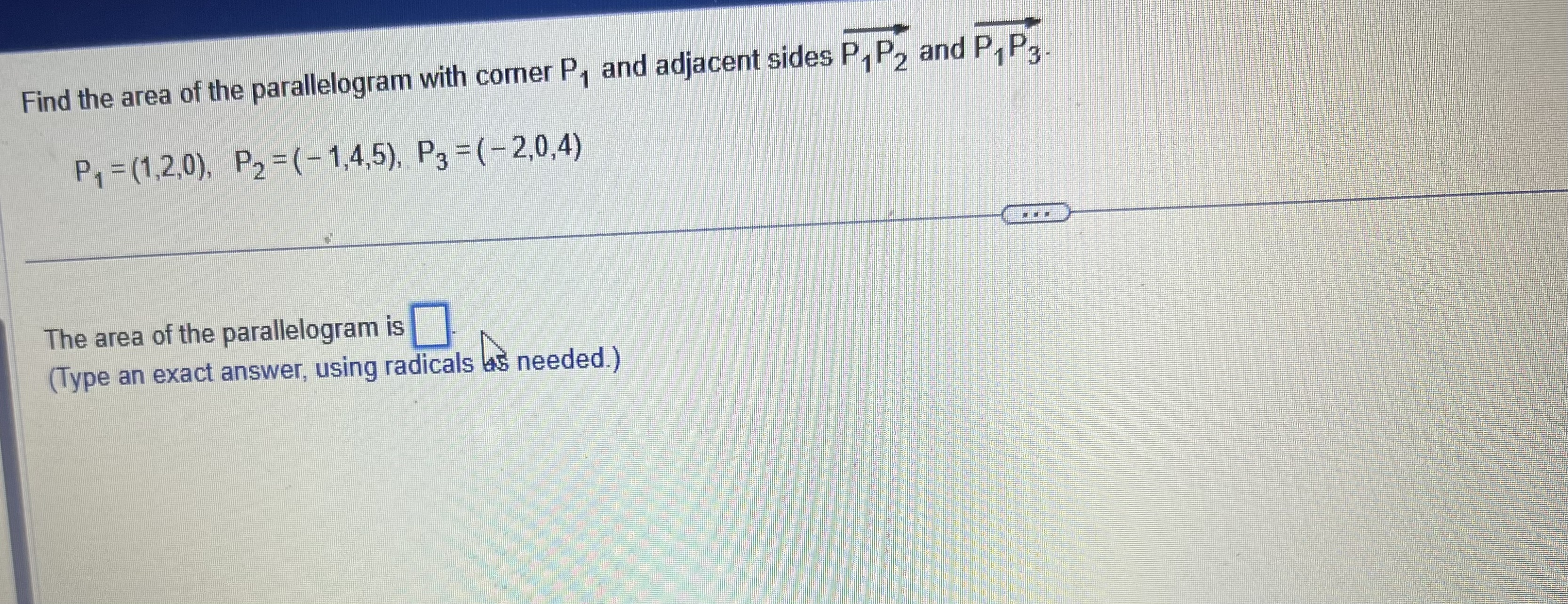 Solved Find the area of the parallelogram with corner P1 | Chegg.com
