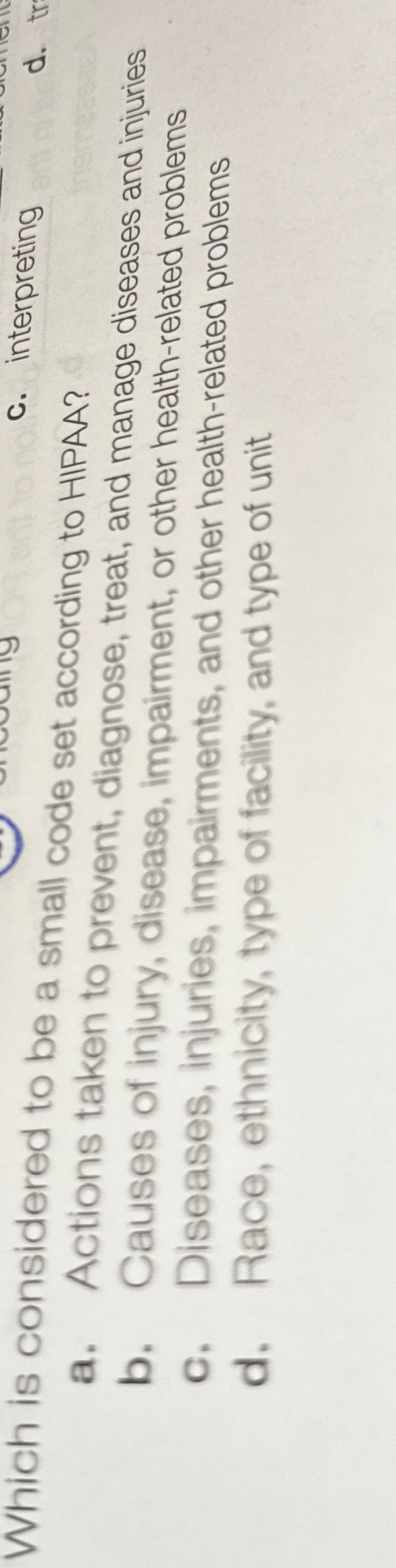 Solved a. ﻿Actions taken to prevent, diagnose, treat, and | Chegg.com