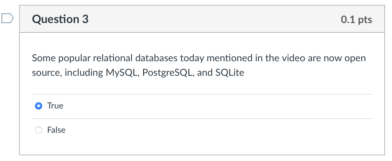 Solved Question 30.1 ﻿ptsSome popular relational databases | Chegg.com