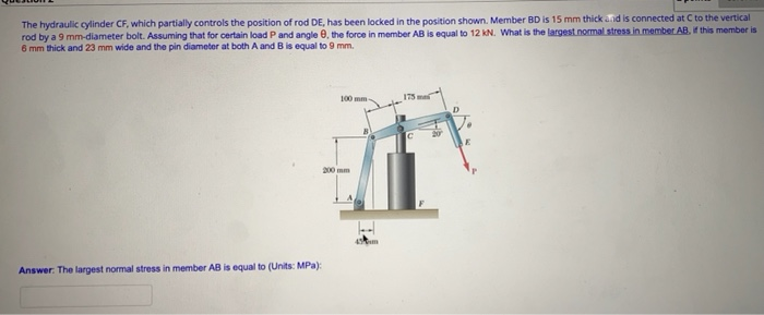 Solved The hydraulic cylinder CF, which partially controls | Chegg.com