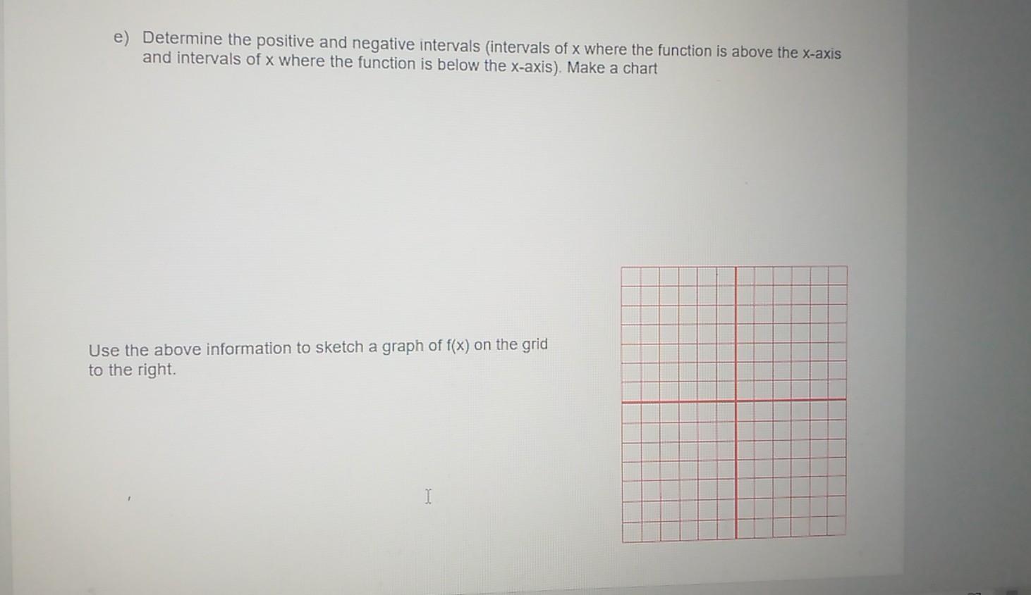 Solved e) Determine the positive and negative intervals | Chegg.com