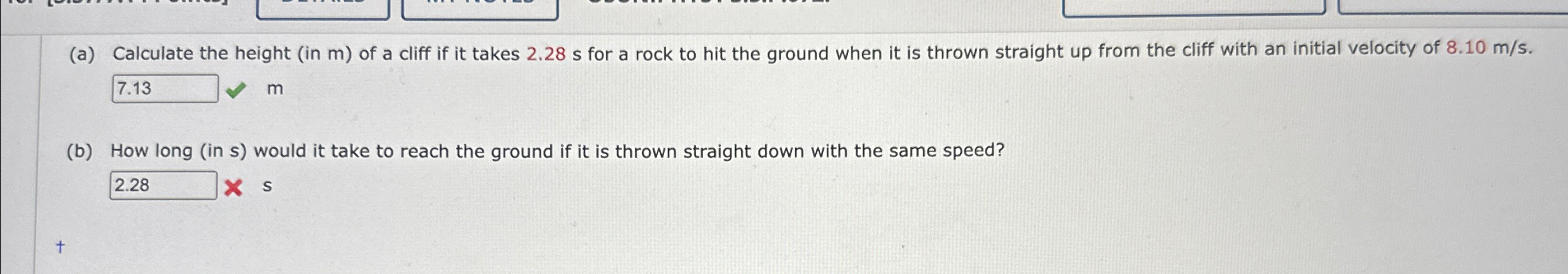 Solved (a) ﻿Calculate the height (in m ) ﻿of a cliff if it | Chegg.com