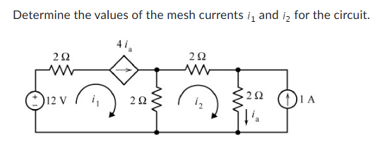Solved Determine the values of the mesh currents i_(1) ﻿and | Chegg.com