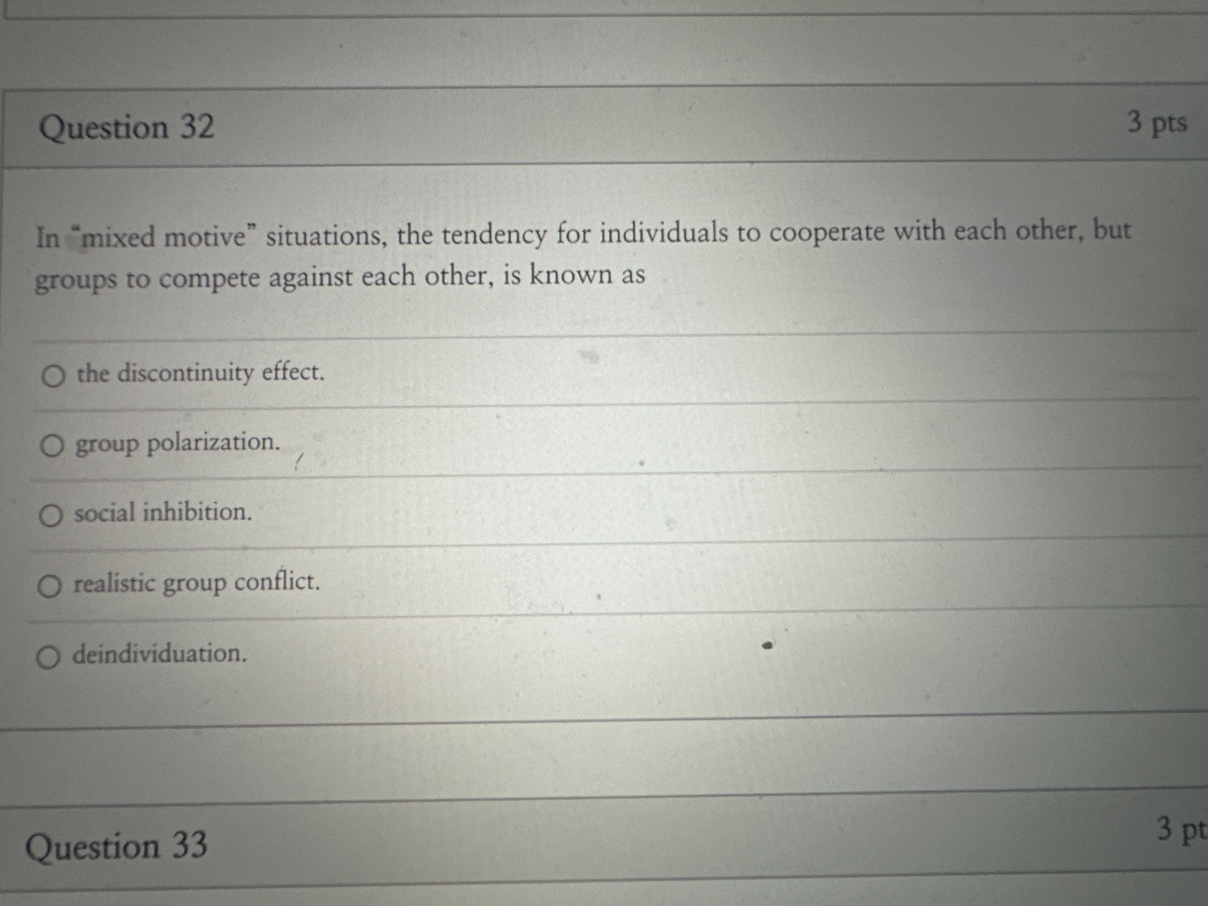 Solved Question 32In "mixed motive" situations, the tendency | Chegg.com