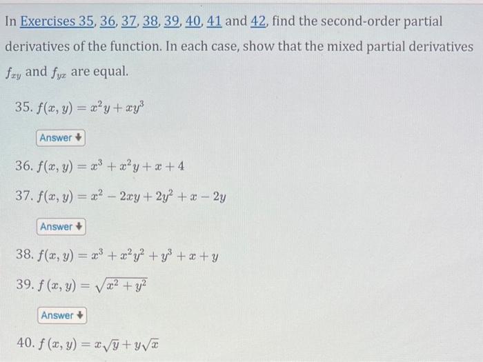 Solved In Exercises 35,36,37,38,39,40,41 and 42, find the | Chegg.com