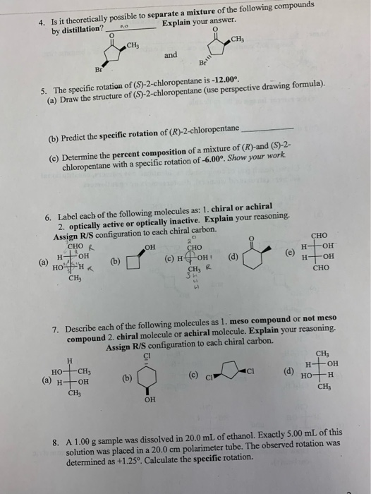 Solved 4. Is it theoretically possible to separate a mixture | Chegg.com